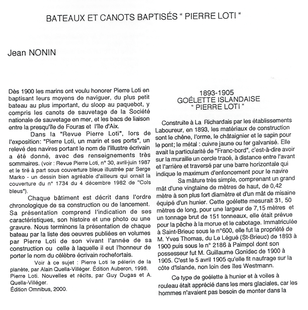 Navires portant le nom de Pierre Loti | Association Internationale des ...